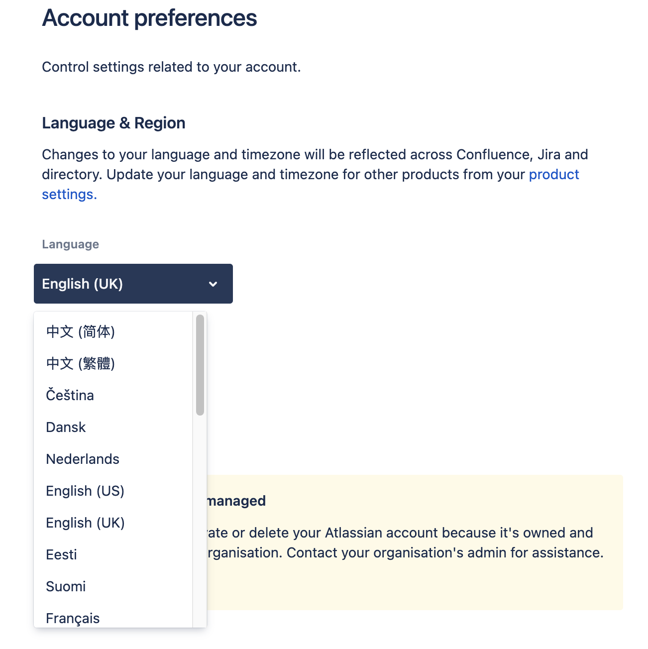 Which language is displayed?