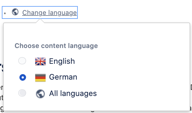Language drop-down to change languages quickly